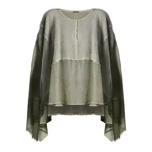 ZHENABIA Leila Top Boho Poncho Blouse Khaki - Green