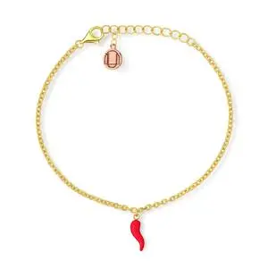 UNALOE Gold / Red Gold-plated Silver Bracelet With Red Horn Pendant - Gold/red