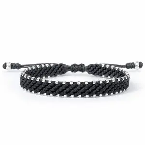 HARBOUR UK British Connection Silver Rope Bracelet - Black
