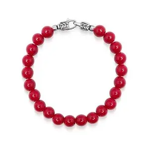 NIALAYA JEWELRY Red / Silver Red Beaded Healing Bracelet With Silver Lock - Red/silver