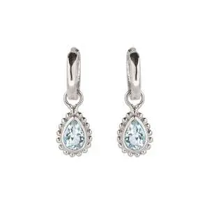 CHARLOTTE'S WEB JEWELLERY Blue / Silver March Birthstone Sterling Silver Huggie Hoops Aquamarine - Blue/silver