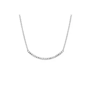 GOLD & HONEY Diamond Cut Curved Bar Necklace - Silver