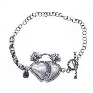 GEM KINGDOM Ex Voto Sterling Double Heart Bracelet