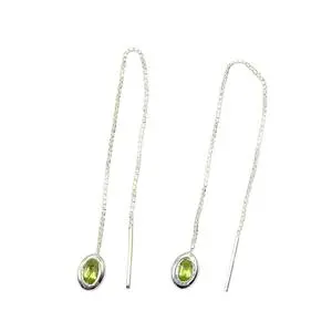 AMY DELSON JEWELRY Green / Silver Thelma Green Peridot Sterling Silver Threader Earrings - Green/silver