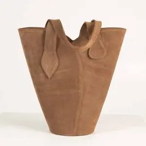 TARA STUDIO Oh Lala Tote Suede Leather Bag - Brown