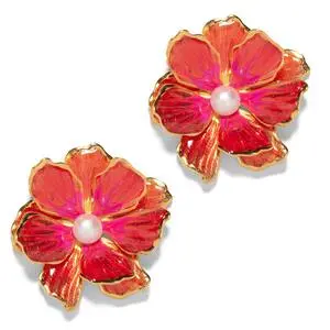 THE PINK REEF Small Double Florals In Watermelon - Red