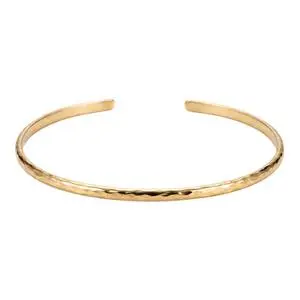 MELT'M JEWELRY Hammered Filled Cuff Bracelet, 4mm Bold Open Bangle - Gold