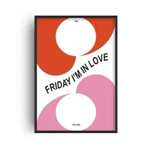 FANCLUB Pink / Black / Red Friday I'm In Love The Cure Music Inspired Giclée Art Print A2 - Pink/black/red