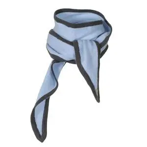 TIRILLM Ayla Small Neck Scarf In Soft Pure Cashmere, Sky With Antrasite Trimming - Blue