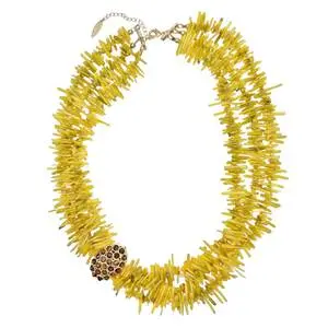 FARRA Bohemian Vibrant Multi-layer Coral Bamboo Statet Necklace - Yellow
