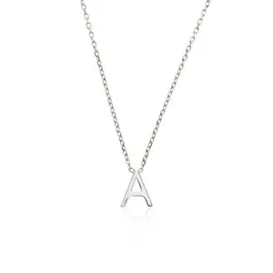 LILY & ROO Solid White Gold Miniature Initial Letter Necklace - Silver