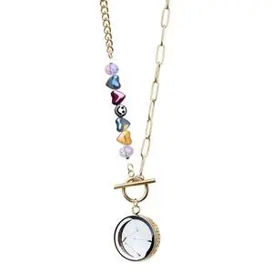 MY LITTLE NATURE Plated Dandelion Seed Pendant Necklace With Beaded Chain - Gold