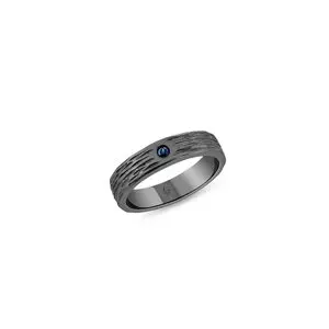 SALLY SKOUFIS Black / Blue Corrente Ring With Natural Sapphire In Premium Black Rhodium - Black/blue