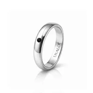 UNALOE Silver / Black Womwn Black Diamond Ring In Sterling Silver – Natural Black Diamond Band, Minimalist Luxury Wedding Ring, Statet Jewelry For Him - Silver/black