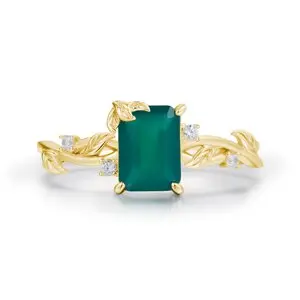 AZURA JEWELRY NEW YORK Ring Of Earth Green Onyx Yellow Vermeil - Gold