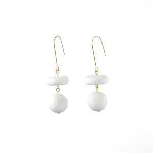 BY CHAVELLI Bead Dangle Earrings In Granite - White