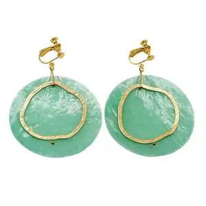 LAURA DAILI Green / Gold Emerald Shell Clip On Earrings - Green/gold