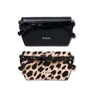 NAOA Neutrals / Two Pack Apple-leather Slim Glasses Case Leopard - Black