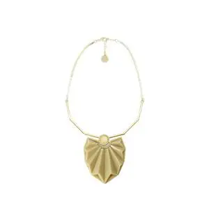 GISSA BICALHO Neutrals Handmade Acrylic Necklace Choker Papyrus Kahki - Yellow