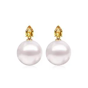 KAI FINE JEWELRY Solid Gold Convertible Citrine And Pearl Drop Earrings - Gold/yellow/white