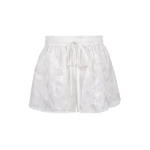 SASHA LA MER Diana Pure Jacquard Silk Shorts, Length Short - White