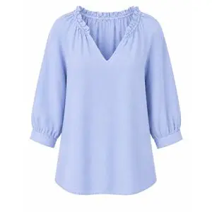 LUELLA FASHION Margaux V-neck Linen Top Iris - Blue