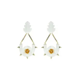 GISSA BICALHO Handmade Acrylic Earring Rose And Leaf