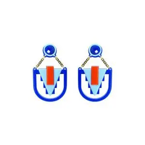GISSA BICALHO Blue / Orange Handmade Acrylic Earring Arrow Deco Orange - Blue/orange