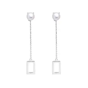 SHEIDA FARROKHI Rectangle Drop Earrings Solid White Gold - White/silver