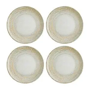 Turgla Home Neutrals / Patera Round Decorated Porcelain Plate Set Of Four - Brown
