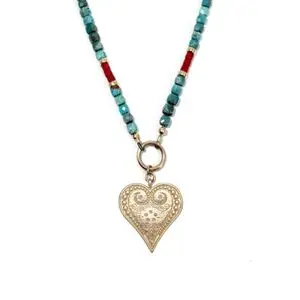 Rachel Nathan Blue / Red / Gold Turquoise & Red Coral - Blue/red/gold