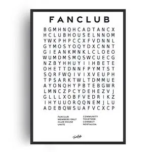 FANCLUB Core Wordsearch Giclée Art Print A2 - Black
