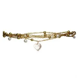 MARQUISE SWIM Gold / White Necklace Renaissance Heart Pearl & Gold Choker St-valentin Edition - Gold/white