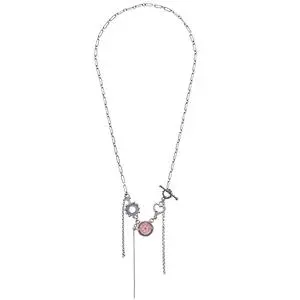 GEM KINGDOM Silver / Pink Ex Voto Celestial Charm Intaglio Necklace Pink - Silver/pink