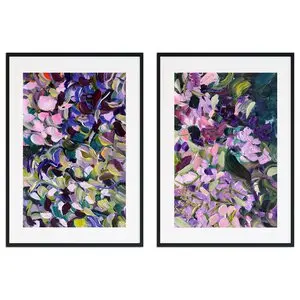 Jessica Slack Studio Lavender Abstract Floral Print Pair - Pink
