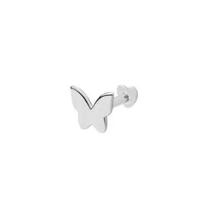 VANCHI 14k Solid White Gold Butterfly Flat Back Stud - Silver