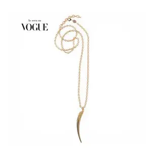 LINDA FIORE Long Necklace With Horn Pendant, Vermeil - Gold