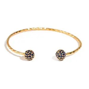 EBRU JEWELRY Gold / Blue Sapphire Grace Adjustable Gold Cuff Bracelet Blue - Gold/blue