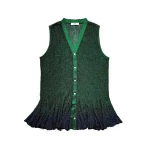 ARTO. Metallic Flying Knit Ribbed Sleeveless Button-up Vest