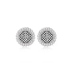 RETRO CHIC Silver / White Black Royal Ballet Earrings - Silver/white