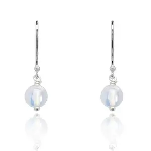 KAIZARIN / Neutrals October Birthstone Earrings In Opal Set In Eighteen Carat Gold Hooks White