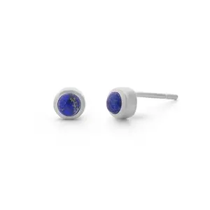 NELLOU JEWELLERY Lapis Lazuli Gemstone Stud Earrings - Blue