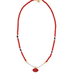 1610ISTANBUL Mediterranean Evil Eye Pearl Necklace - Gold