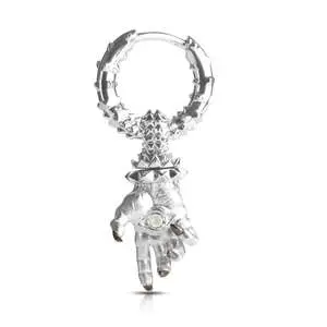 KASUN LONDON Hand Of The Protector Earrings June Moonstone - Silver