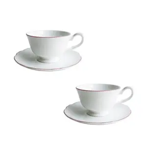 Twig New York Amelie Roseate Set Of Two Espresso Cups & Saucers - White/yellow