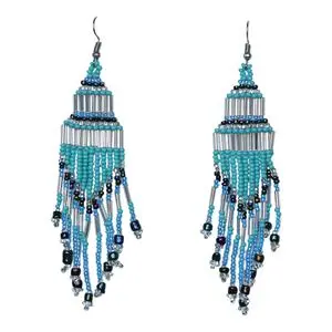 GOOD TIDINGS STYLE Blue / Silver Encuentro Beaded Boho Earrings Turquoise Water - Blue/silver