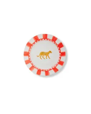 Mojjere Faience Dessert Plate Animal Design Flame - Red