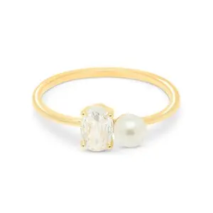 ESTERAH Pearl Crystal Ring - Gold