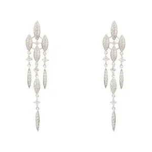 LATELITA Silver / White Valencia Statet Drop Earring White Cz Silver - Silver/white