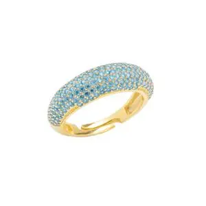 SPERO LONDON Turquoise Pave Sterling Silver Dome Ring - Gold